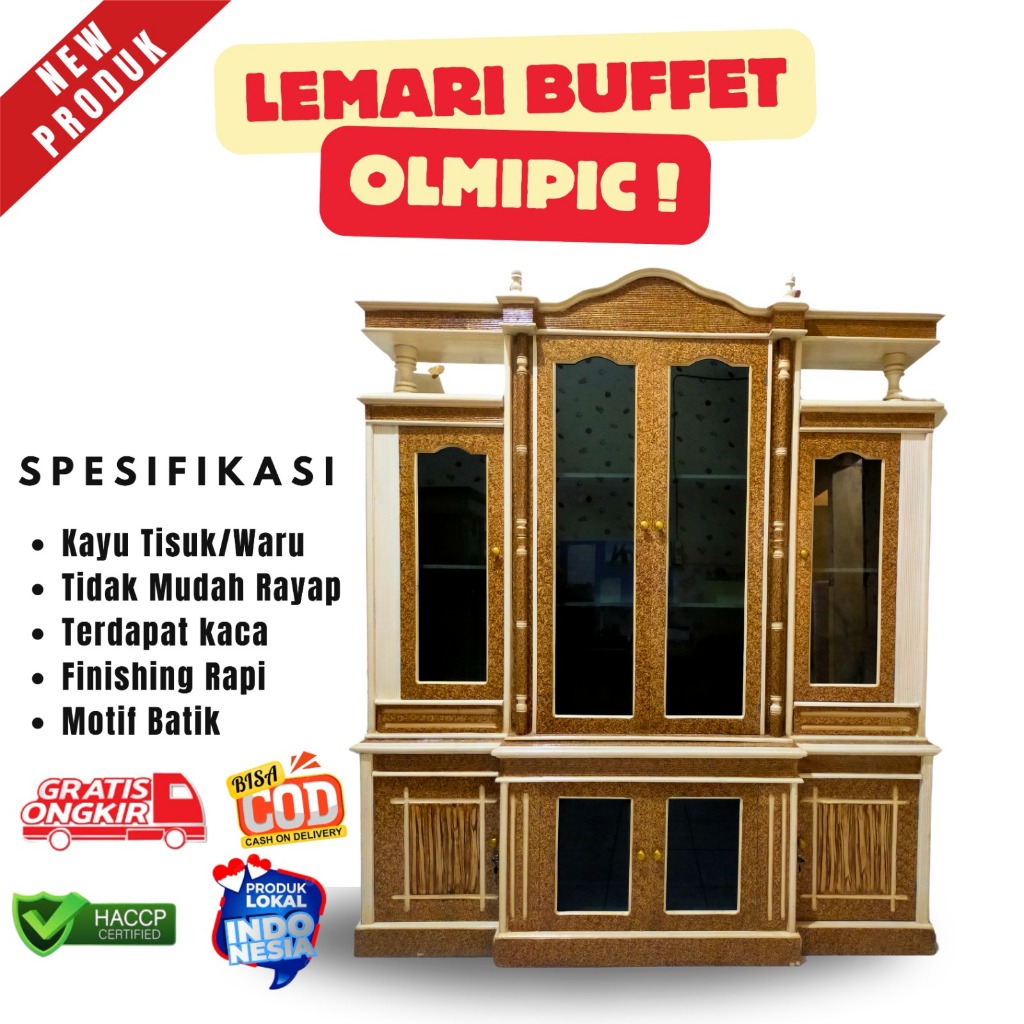 Jual Lemari Buffet Olimpic Bahan Kayu Waru/Lemari Kayu Buffet/Lemari ...