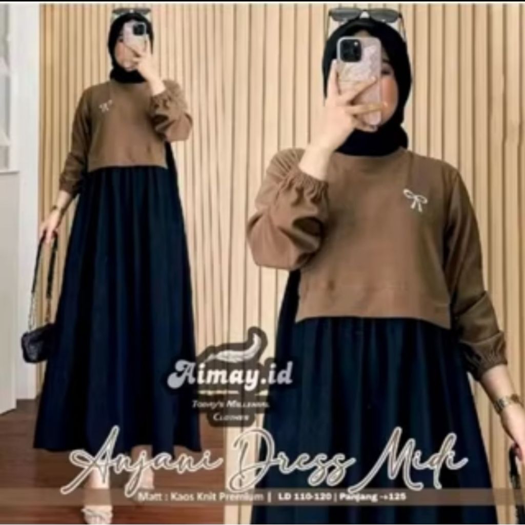 Jual (BISA COD)DRESS//MIDI DRESS KNITE KEKINIAN VIRAL 2025 BORDIR ...