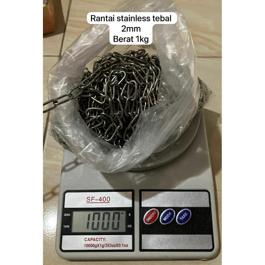 Jual rantai stainless tebal 2mm kiloan (1kg panjang -+ 15 meter ...
