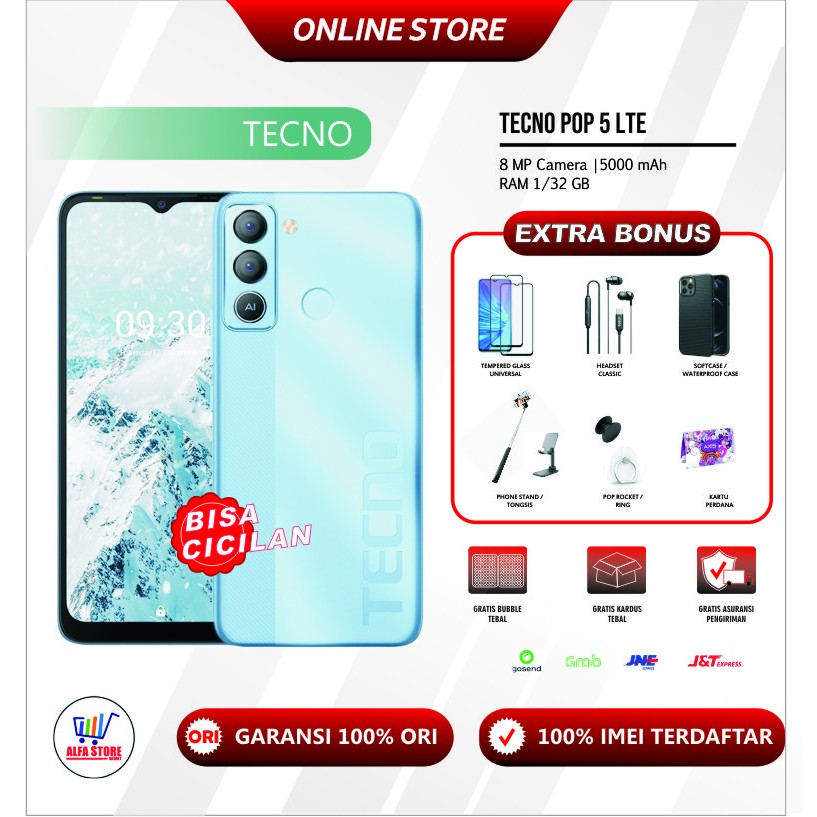 Jual Tecno Pop5 LTE RAM 3/32 GB Garansi Resmi | Shopee Indonesia