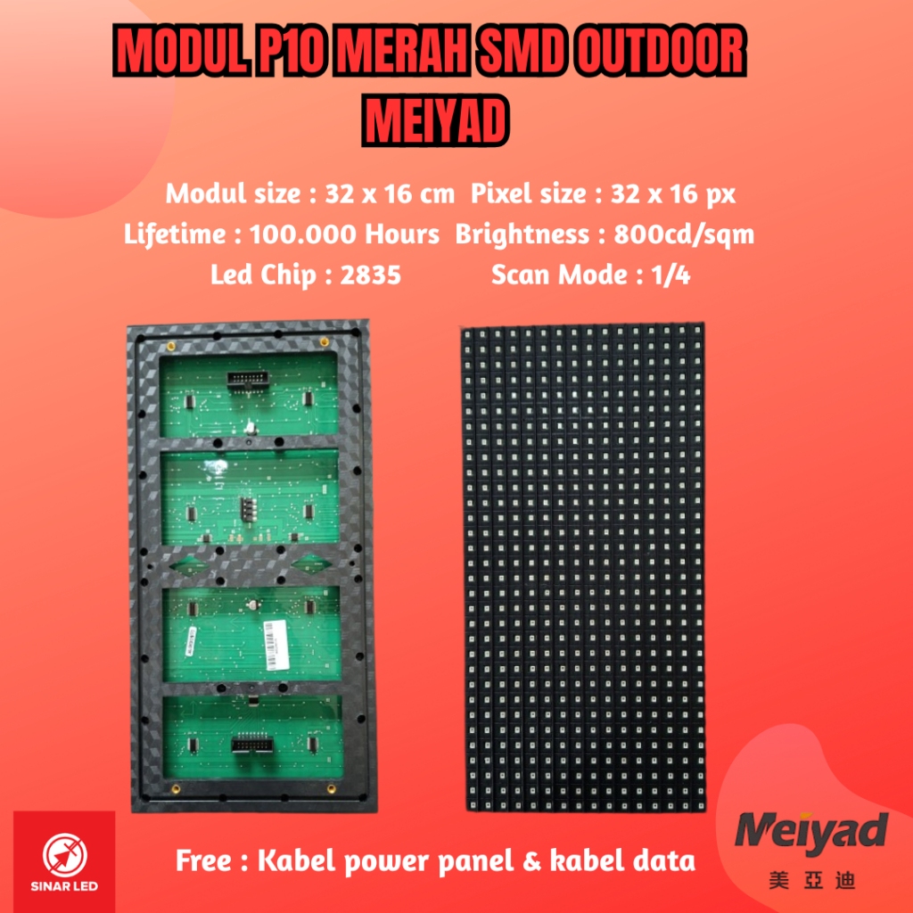 Jual PANEL MODUL MODULE P10 MERAH SINGLE COLOR SMD OUTDOOR | Shopee ...