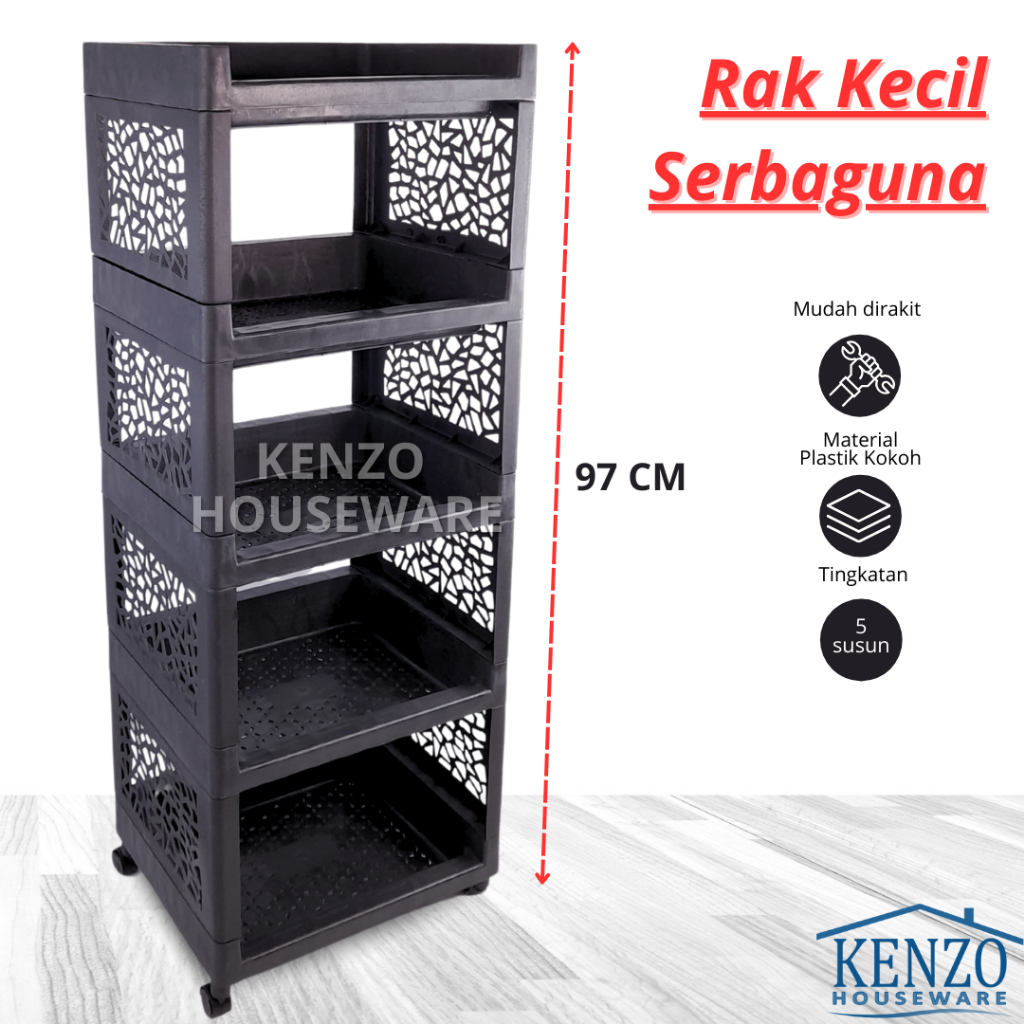 Jual Rak Serbaguna 5 Susun Plastik Besar Rak Susun Plastik Roda Awet ...
