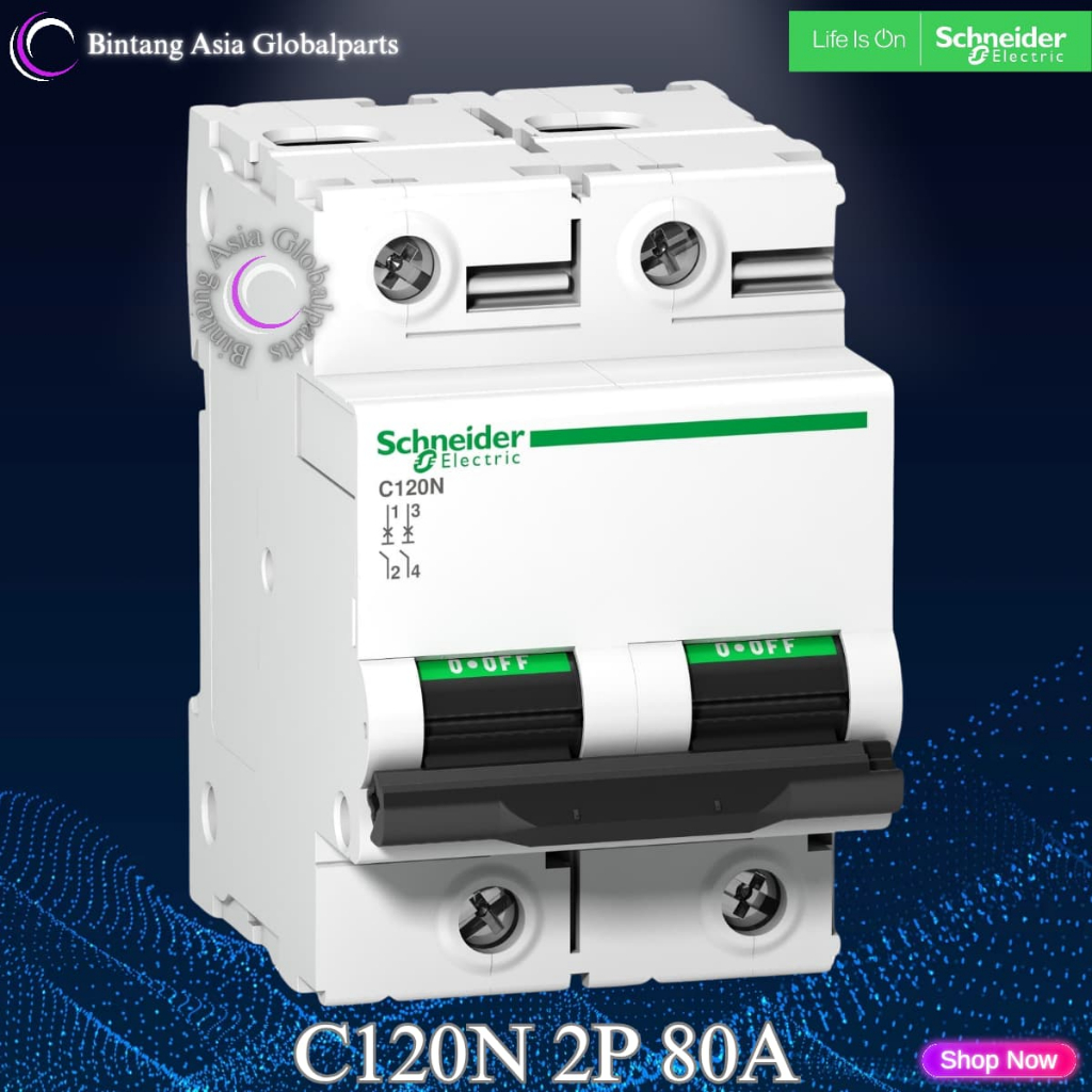 Jual MCB 2p 80a Schneider C120N Original / MCB 2 Phase 80 Ampere ...
