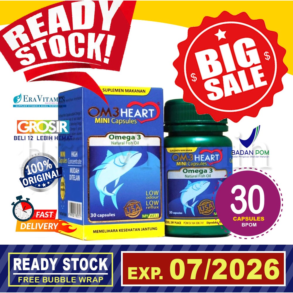 Jual Omeheart omega 3 isi 30 kapsul | Om3heart omega heart | Shopee ...