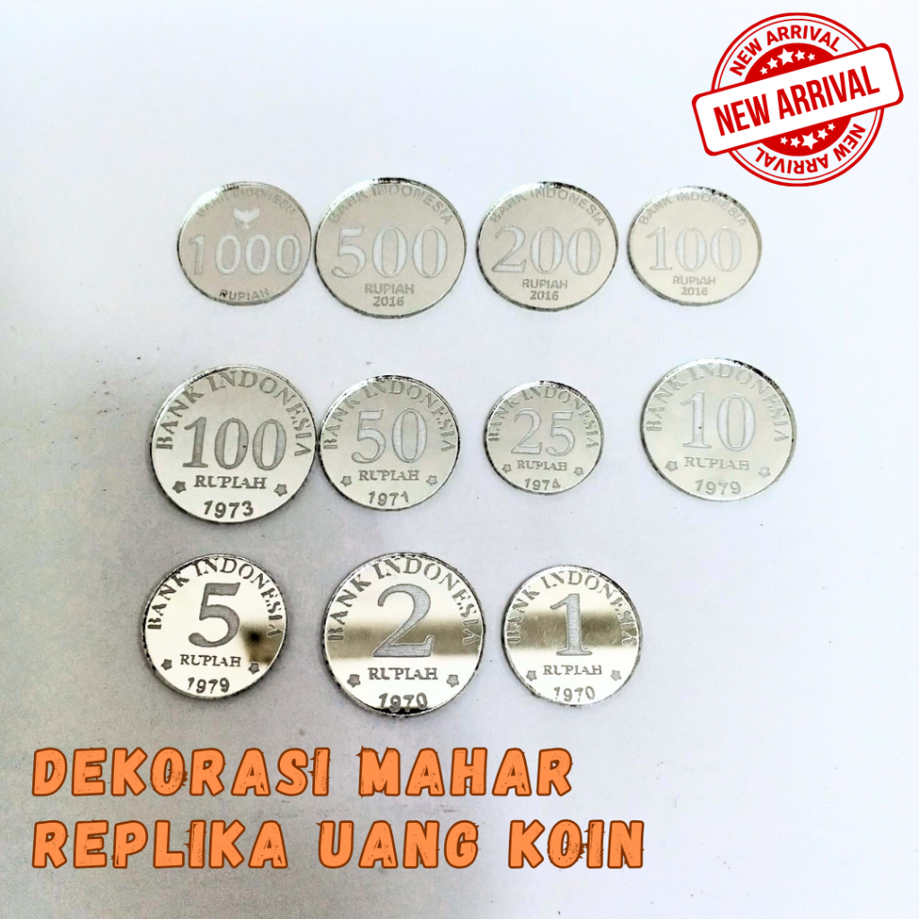 Jual Replika Uang Koin Kuno 1 & 2 & 5 rupiah Akrilik Silver / Perak Dekorasi Mahar | Dummy Koin ...
