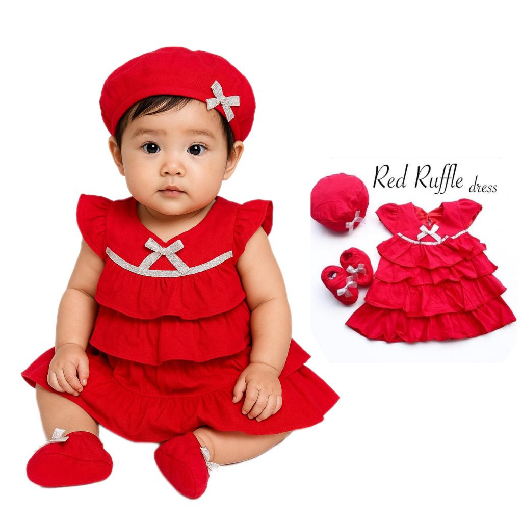 Jual Bandana Set Dress Red bayi Cantik Anak Perempuan 0 12 Bulan ...