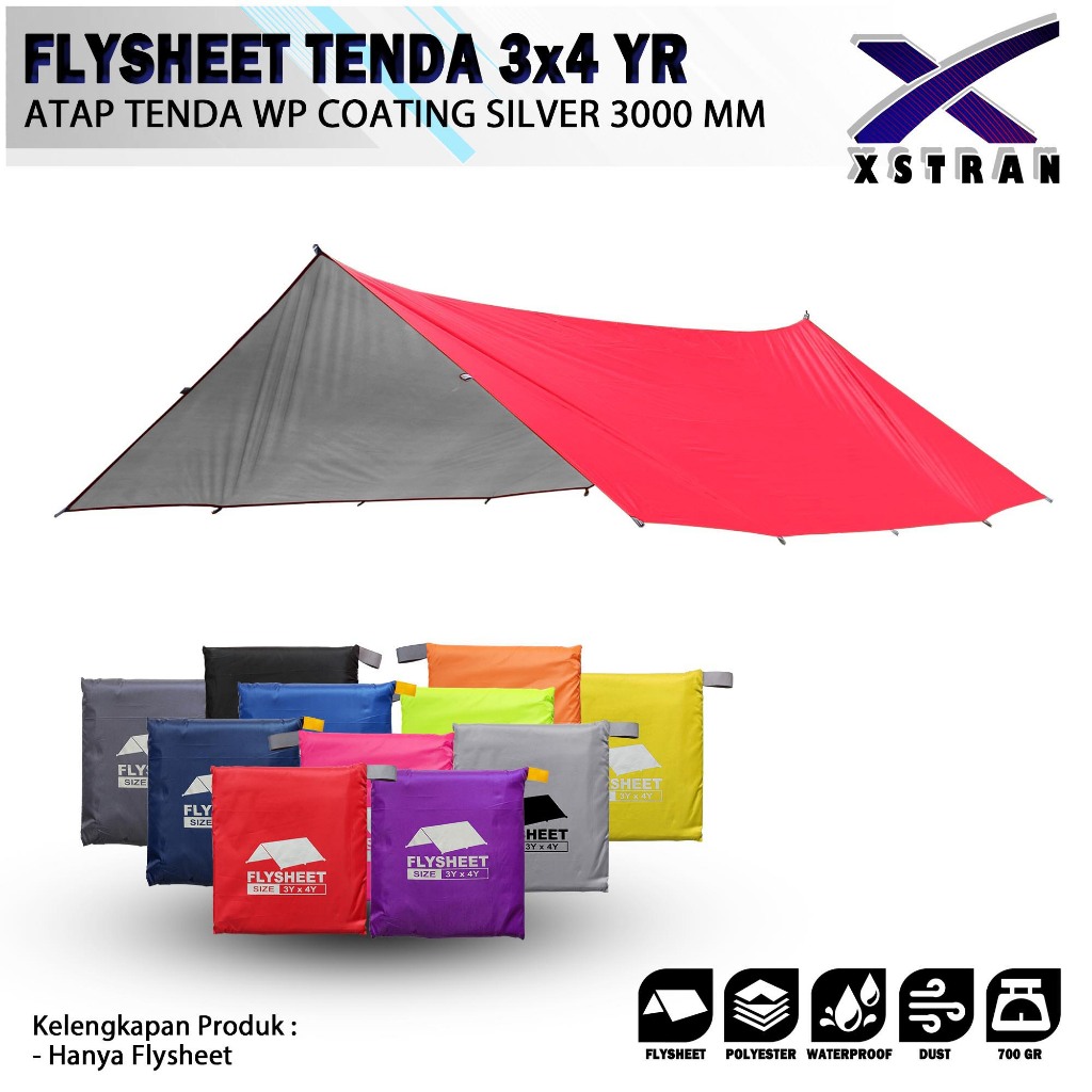 Jual flysheet tenda 3x4 yard flysheet waterproof PU 3000 mm flysheet ...