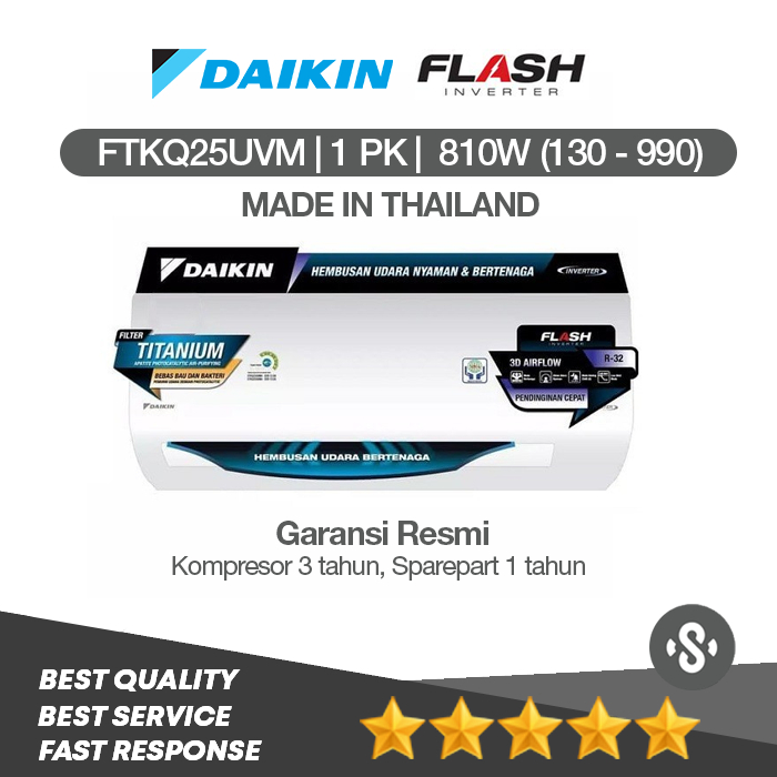 Jual AC Daikin Flash Inverter 1 PK R32 FTKQ25UVM4 / FTKQ25UVM + PASANG ...