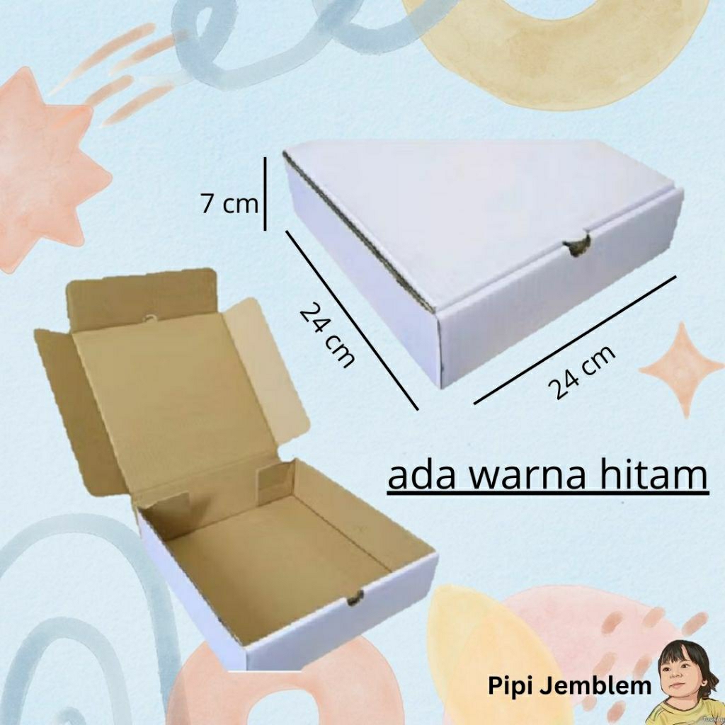 Jual [beli 2 lgs MURAH] 24x24x7 box kotak hampers hitam putih polos ...