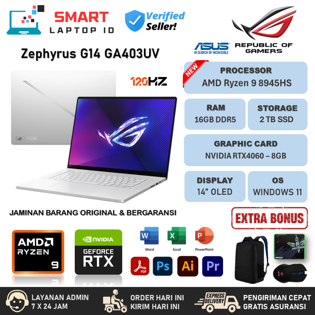 Jual Asus ROG Zephyrus G14 GA403UV AMD Ryzen 9 8945HS Nvidia RTX4060 ...