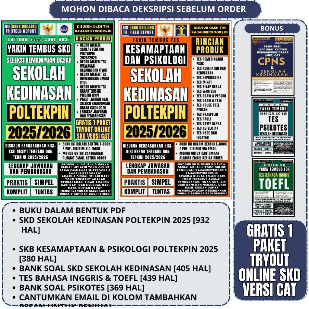 Jual LATIHAN SOAL SKD & SKB POLTEKPIN SEKOLAH KEDINASAN POLTEKPIN (POLITEKNIK PENGAYOMAN ...