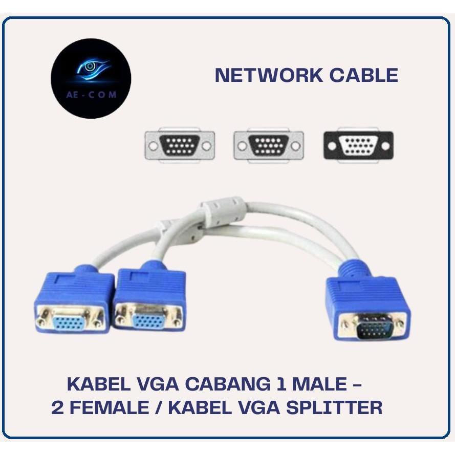 Jual KABEL VGA CABANG 1 MALE - 2 FEMALE / KABEL VGA SPLITTER Komputer Pc | Shopee Indonesia