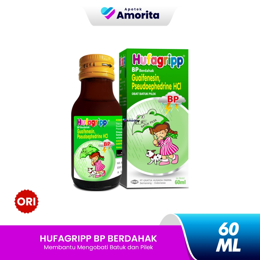 Jual Hufagrip BP Berdahak (Hijau) 60ml - Meringankan Gejala Flu, Batuk ...