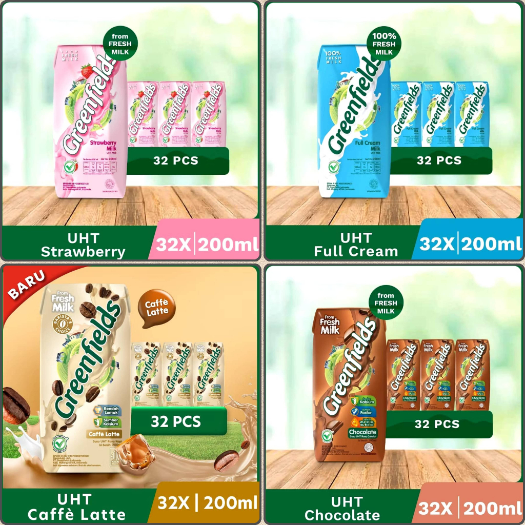Jual Greenfields 200 ml Susu Segar UHT Fresh Milk 1 dus isi 32 pcs ...