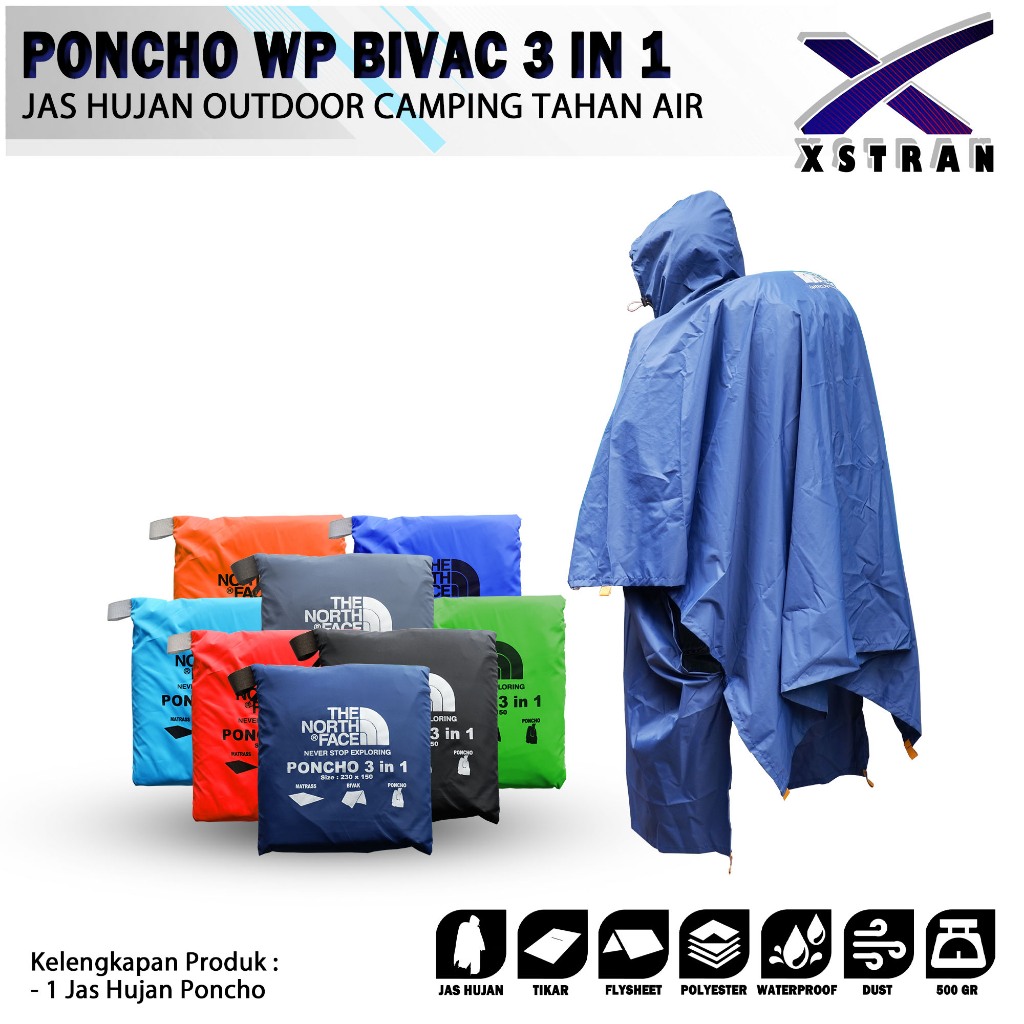 Jual jas hujan ponco 3in1 matras bivak poncho mantel waterproof ponco ...