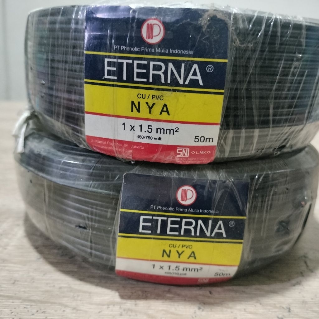 Jual Kabel Listrik ETERNA NYA 1 x 1.5 / 50 meter Merah Hitam / Rol | Shopee Indonesia