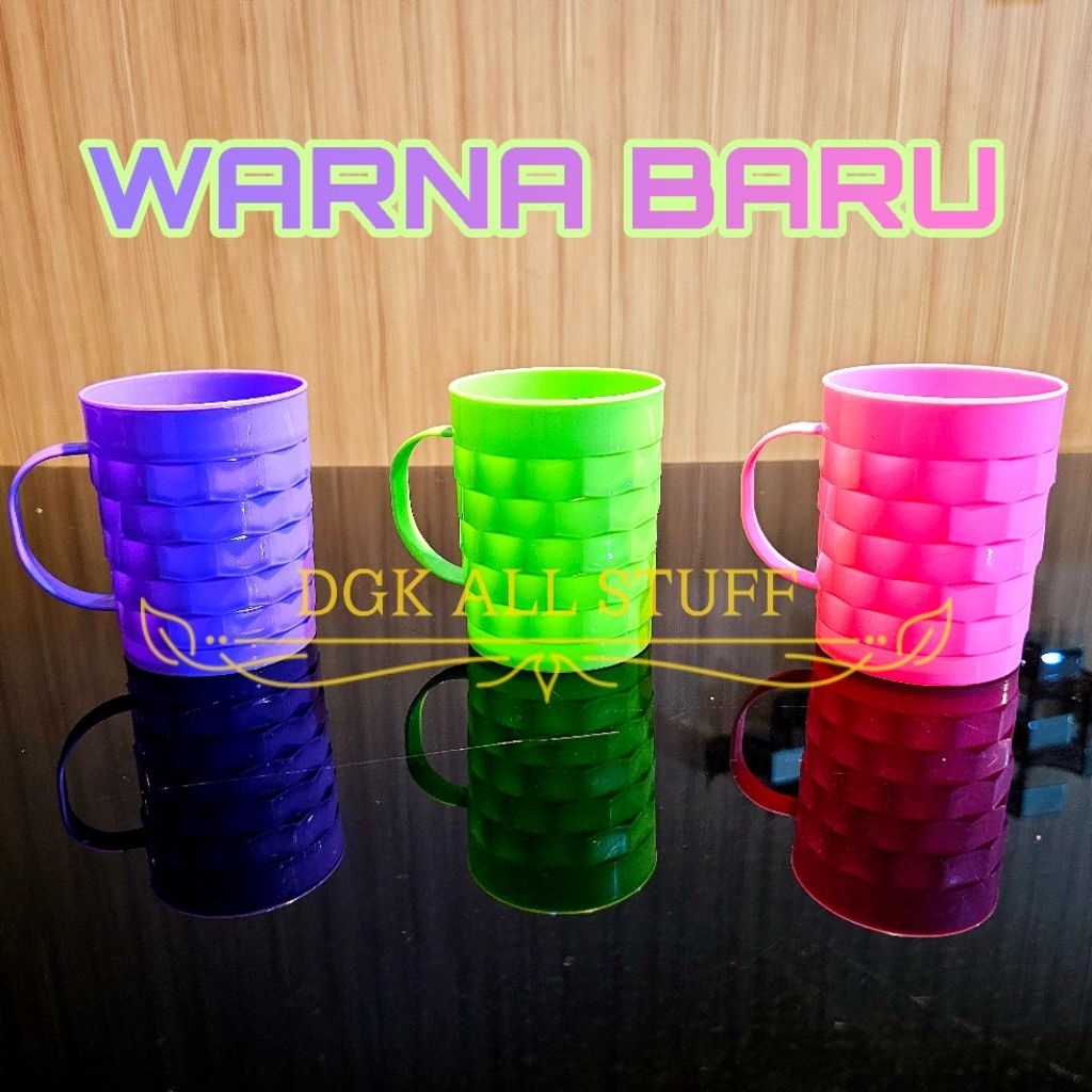 Jual Mug Cangkir Gelas Gagang Bergagang Air Minum Es Teh Kopi Plastik ...