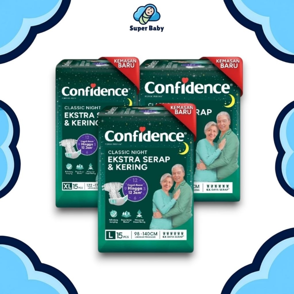 Jual POPOK DEWASA ORANG TUA CONFIDENCE CLASSIC PREMIUM NIGHT SIZE M / L / XL | Shopee Indonesia