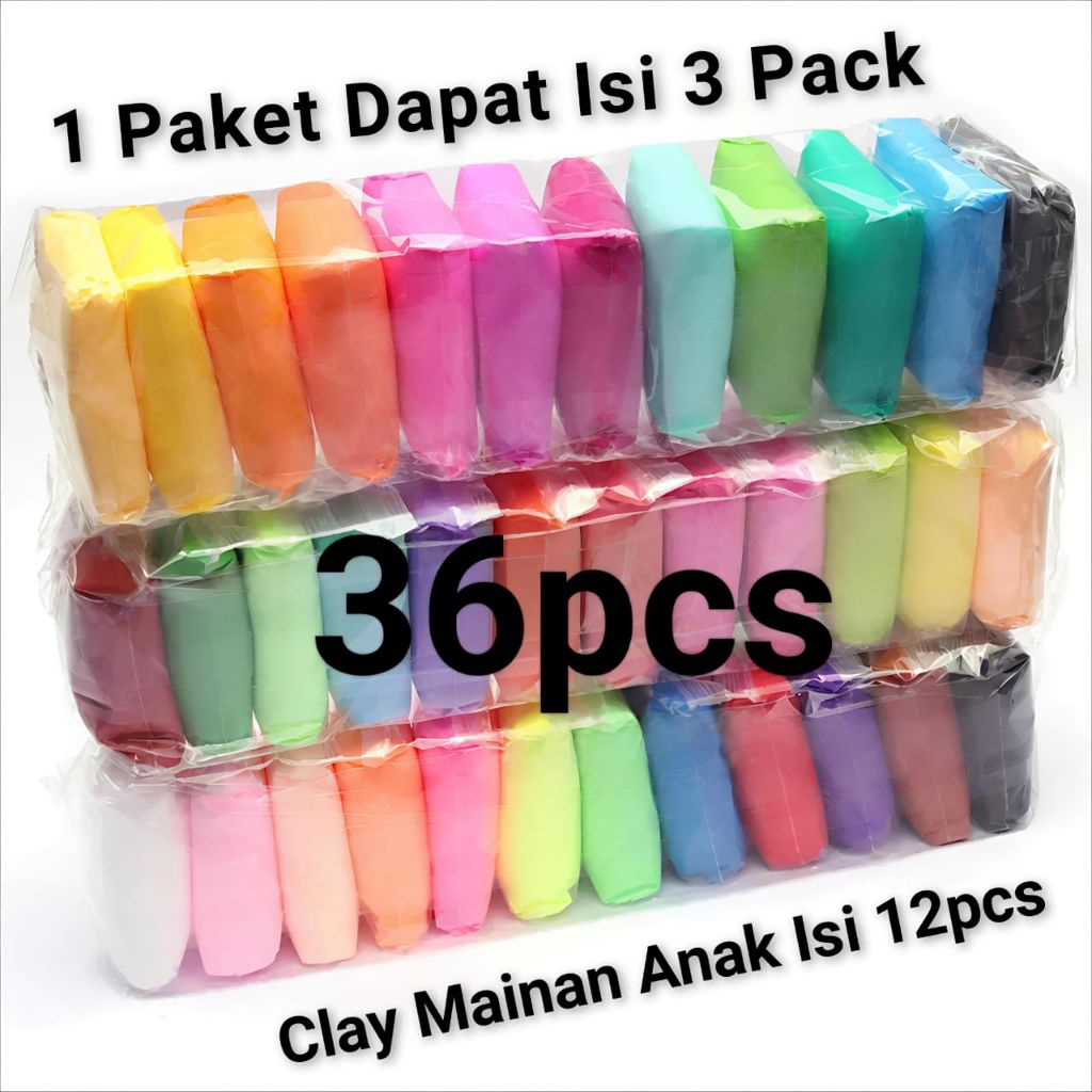 Jual 36PCS Slime Clay Lilin Mainan Anak Maianan Lilin Anak 3Pack Isi ...