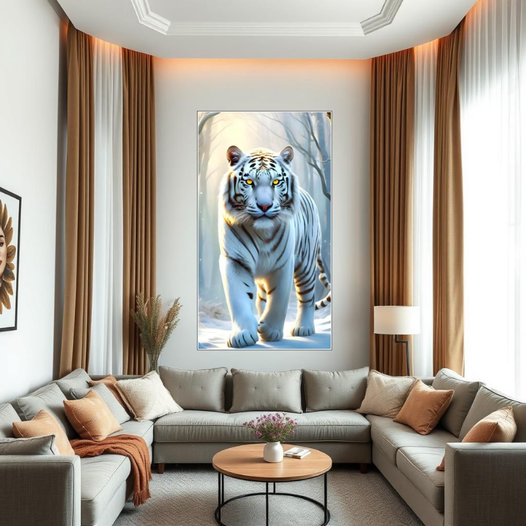 Jual Harimau putih maung putih macan putih Lukisan cetak poster lukisan ...