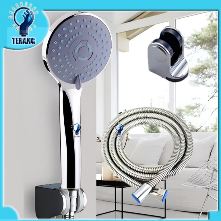 Jual KODE C2H paket hand shower mandi 3 IN 1 SET lengkap selang 15m dan holder tanpa kran ...