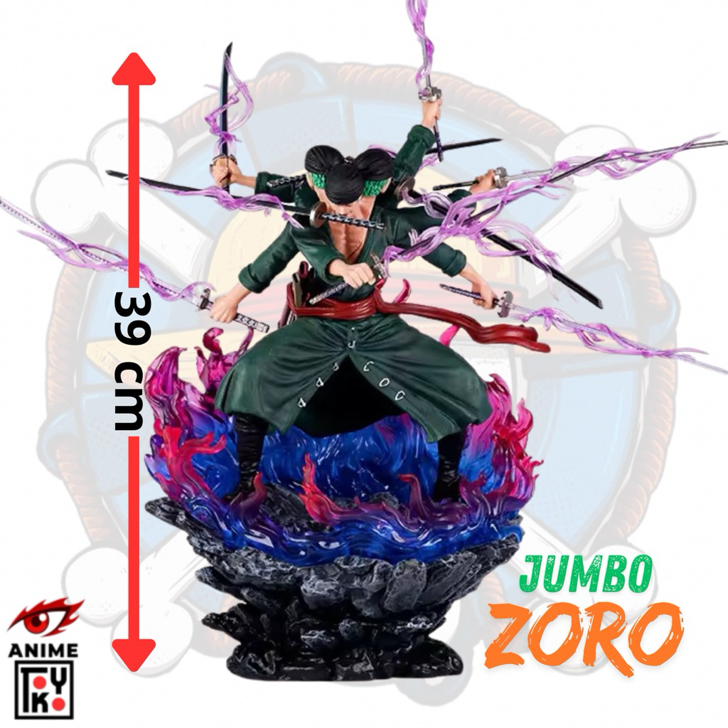 Jual ACTION FIGURE ONE PIECE RORONOA ZORO JUMBO THREE HEAD 9 KATANA ...