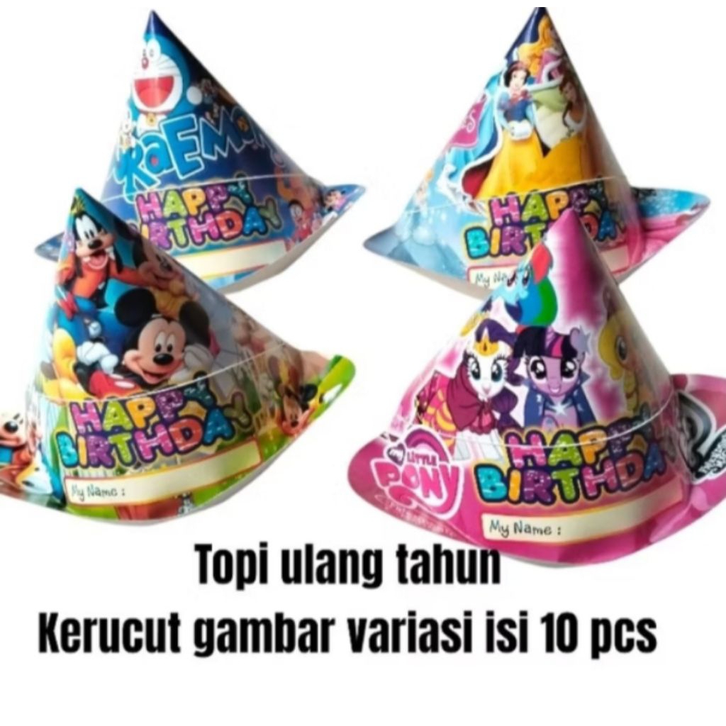 Jual Topi Ulang Tahun Kerucut isi 10 pcs | Shopee Indonesia