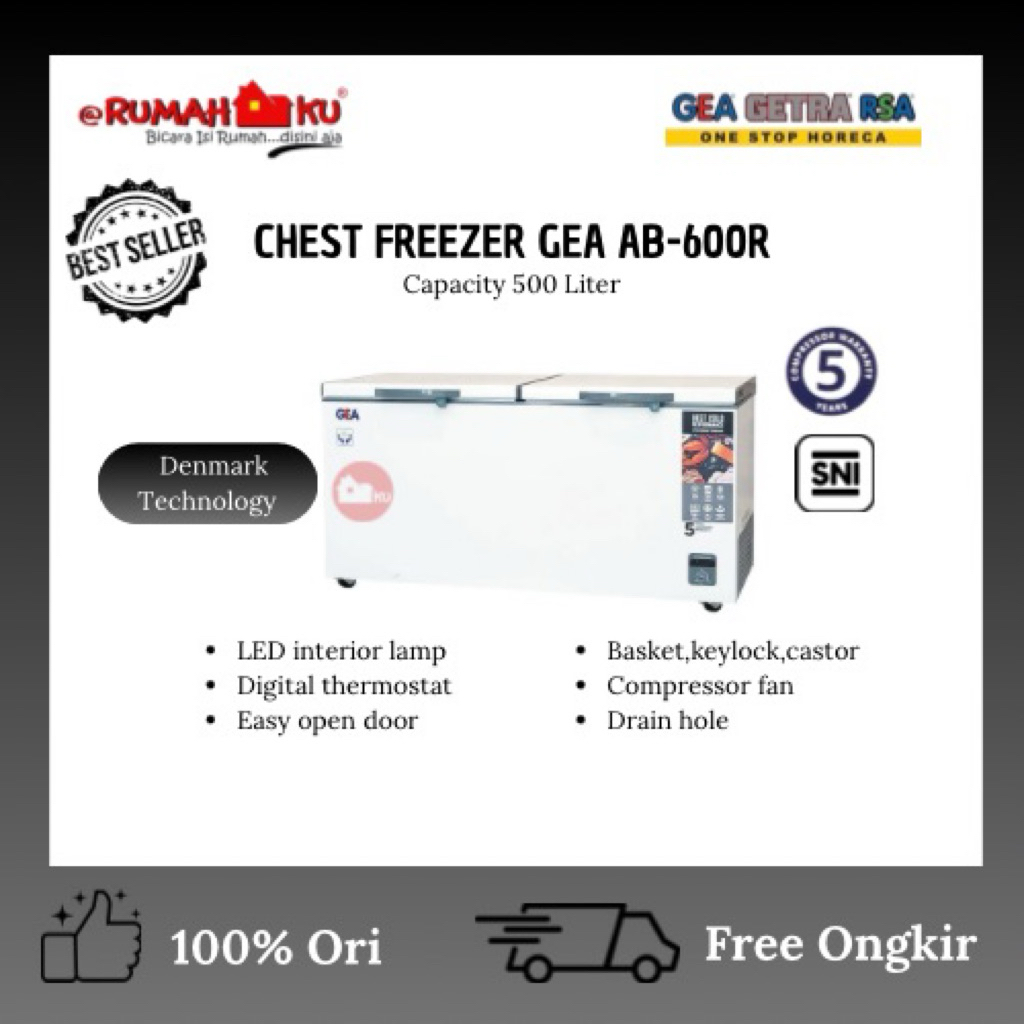Jual GEA CHEST FREEZER AB-600R/FREEZER BOX GEA KAPASITAS 500L/FREEZER ...