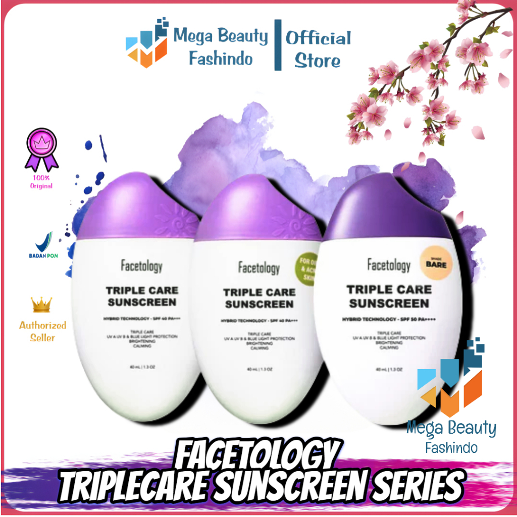 Jual Facetology TripleCare Sunscreen Series | Normal | Oily Skin SPF 40 ...