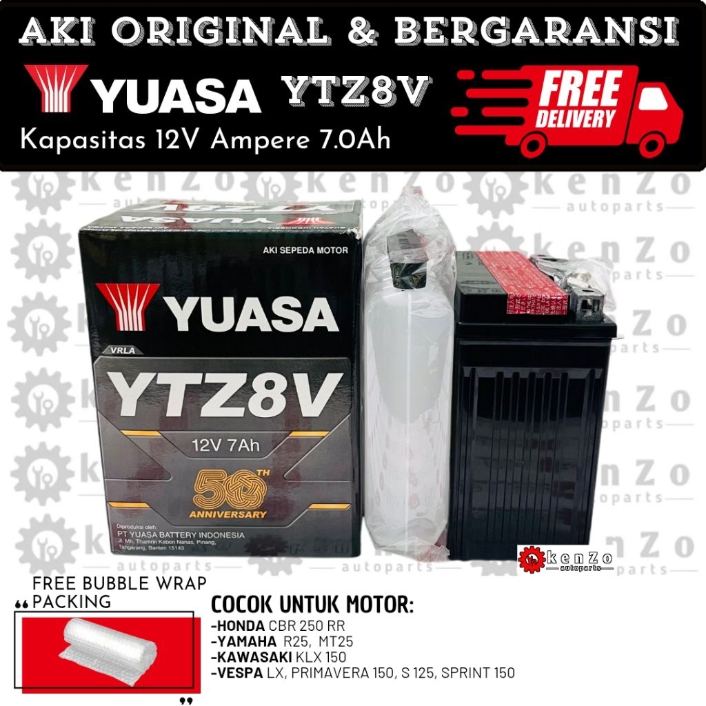 Jual [Original] [Garansi 3 Bulan] Aki Motor Yamaha R25 MT25 Xmax 250cc 300cc Yuasa Ytz8v ...