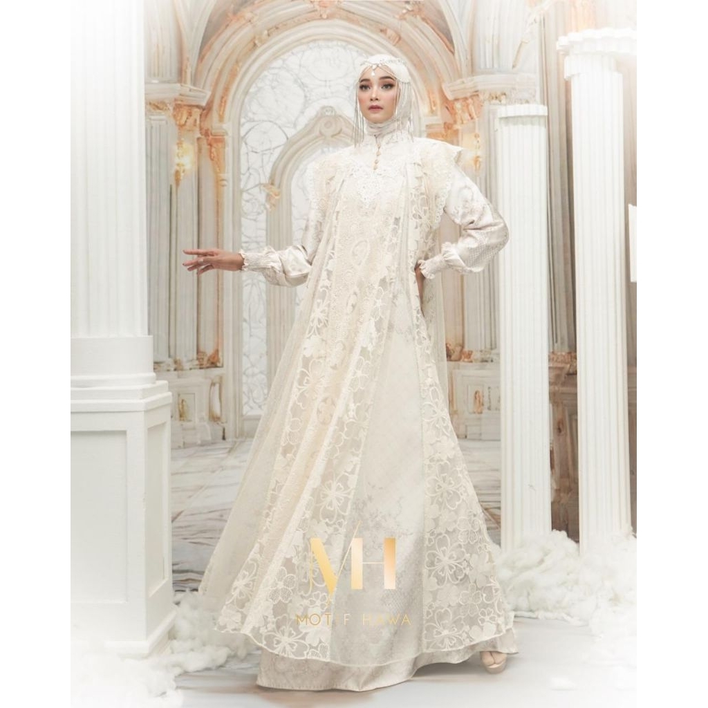 Jual [MuVe BoutiQue] Motif Hawa "Adeline" cream set Gamis + outer ...