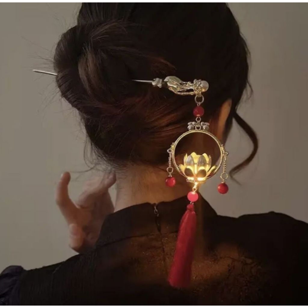 Jual TUSUK KONDE GOLD BUNGA LOTUS CHINESE THEME LED AKSESORIES RAMBUT ...