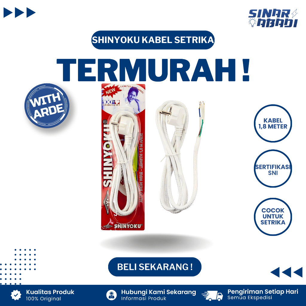 Jual Shinyoku Kabel Setrika Arde Isi 3 Panjang 1.8 Meter | Shopee Indonesia