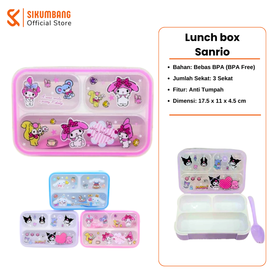 Jual SIKUMBANG Lunch Box 9008 Yooyee Mini Karakter 3 Sekat - Kotak Makan Anak Karakter Kuromi ...