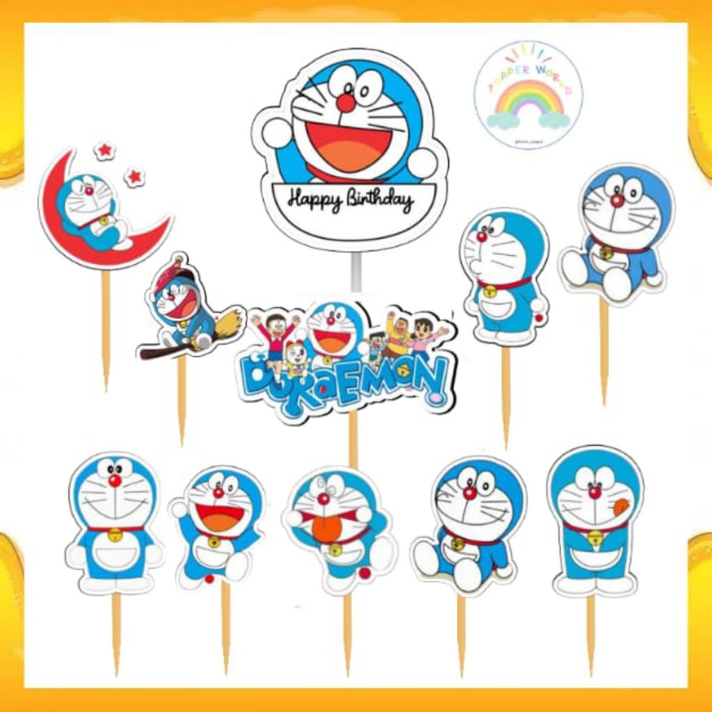 Jual Topper Doraemon /Topper Cake Happy Birthday / Hiasan Kue Ulang ...