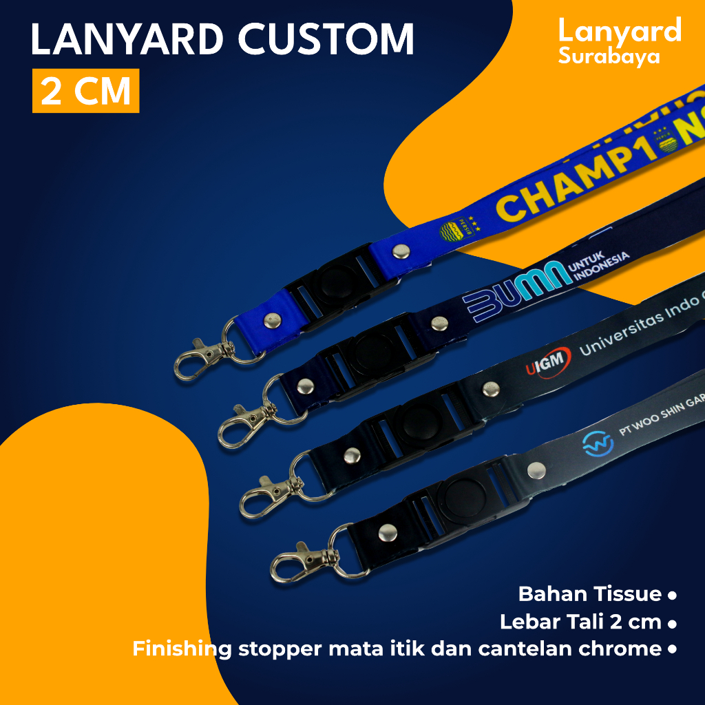 Jual CUSTOM TALI LANYARD ID CARD PRINTING SUBLIM FULL COLOR 2 CM ...