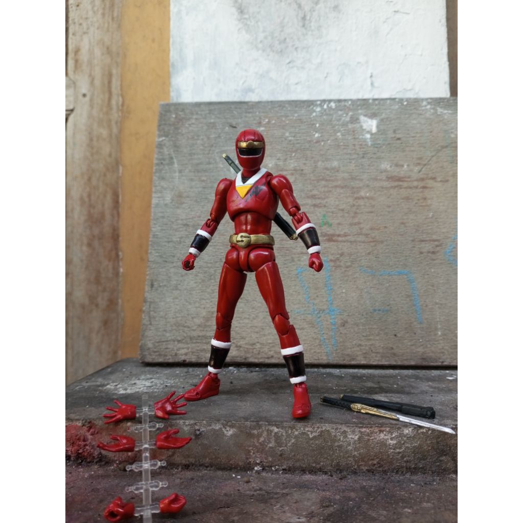 Jual shf kakuranger red action figure custom power rangers super Sentai ...