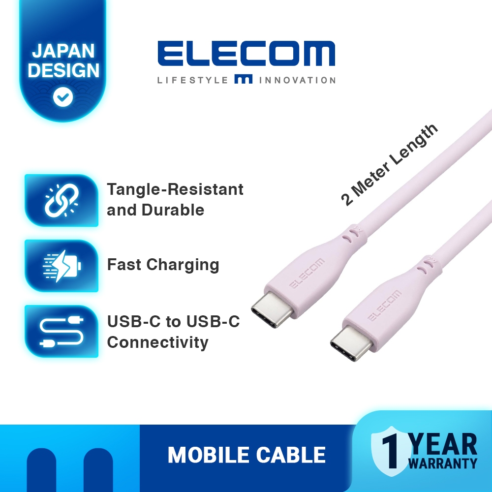 Jual ELECOM USB Type-C Cable/Power Delicery/Smooth Silicon &me Series 1m MPA-CCSS10PU | Shopee ...
