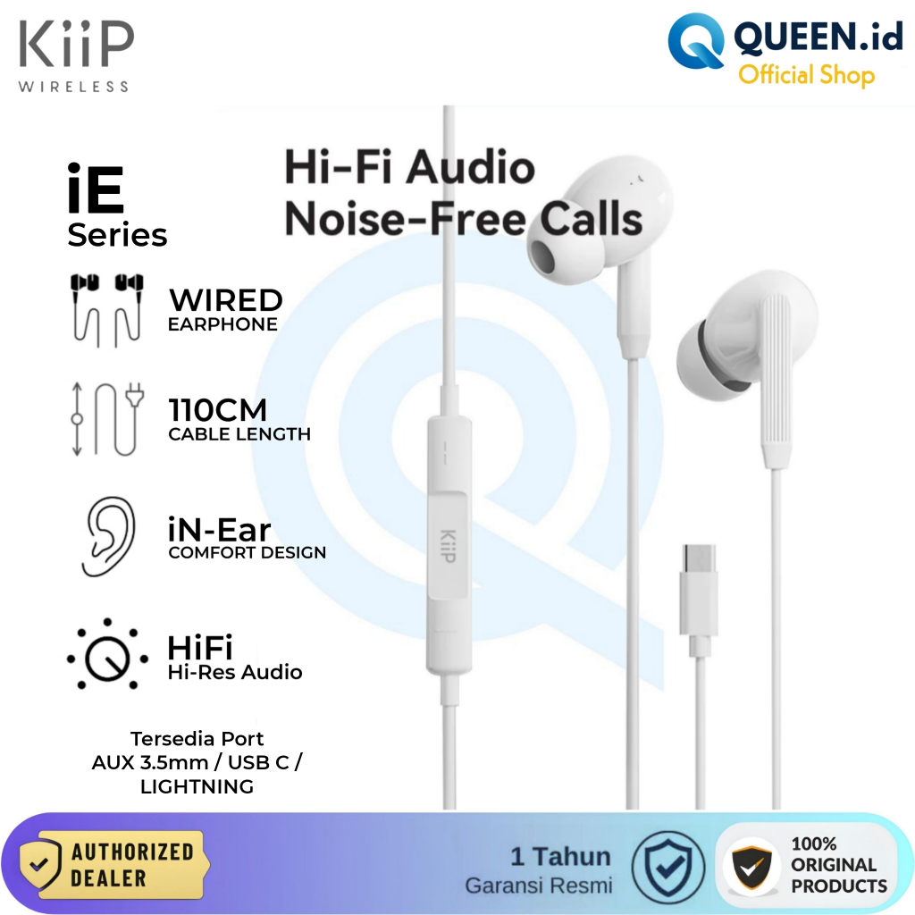 Jual KIIP IE Wired Earphone Headset Kabel 110cm Aux 3.5mm TYPE C ...