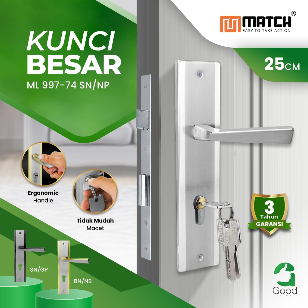 Jual Match Handle Pintu Rumah Kamar Gagang Pintu Ukuran Besar Set ...