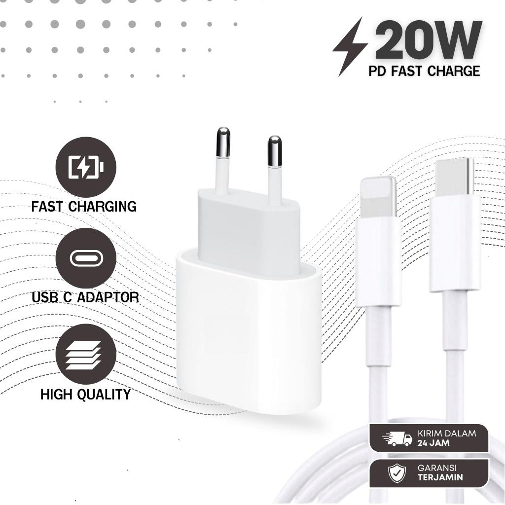 Jual Charger Iph 20W Fast Charger Adaptor Kabel USB C To Lightning ...