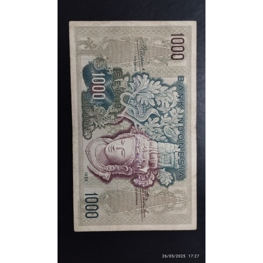 Jual UANG KUNO 1000 SERI BUDAYA TAHUN 1952 | Shopee Indonesia