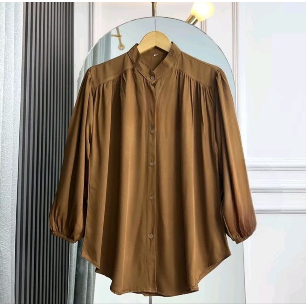 Jual Amena Blouse Kemeja Atasan Wanita Rayon Twill | Shopee Indonesia