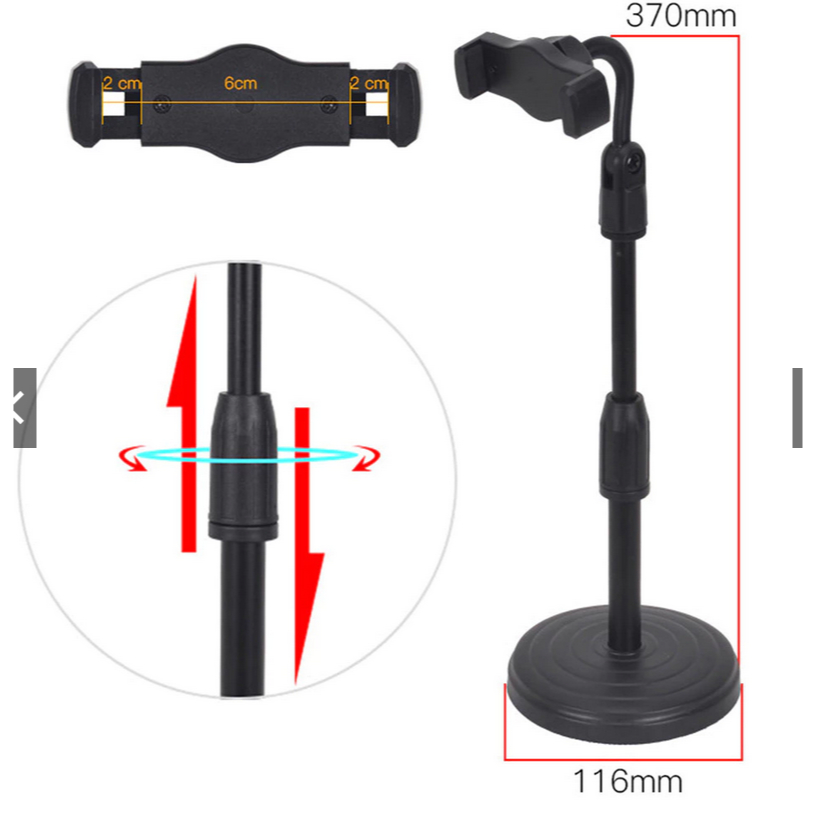 Jual Handphone Mobile phone Holder Stand Hp Putar 360 derajat Penyangga / Vocal Microphone Stand ...