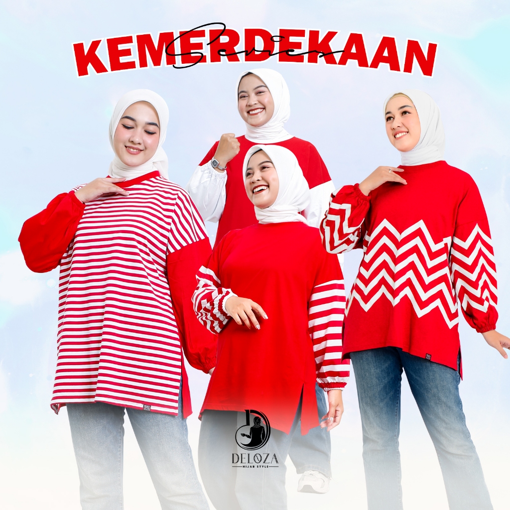 Jual Kaos Merah Putih Spesial Kemerdekaan Atasan Striped Mix Color ...
