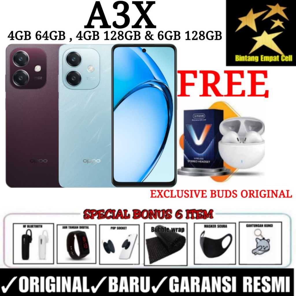 Jual OPPO A3X 4/64 & 4/128 & 6/128 GARANSI RESMI | Shopee Indonesia