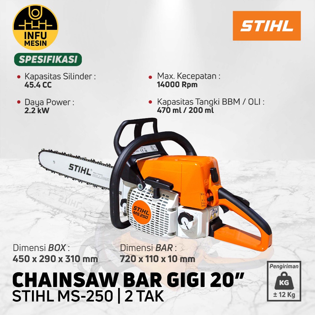 Jual CHAINSAW STIHL MS 250 SENSO MS250 GERGAJI KAYU BAR 22 INCH | Shopee Indonesia