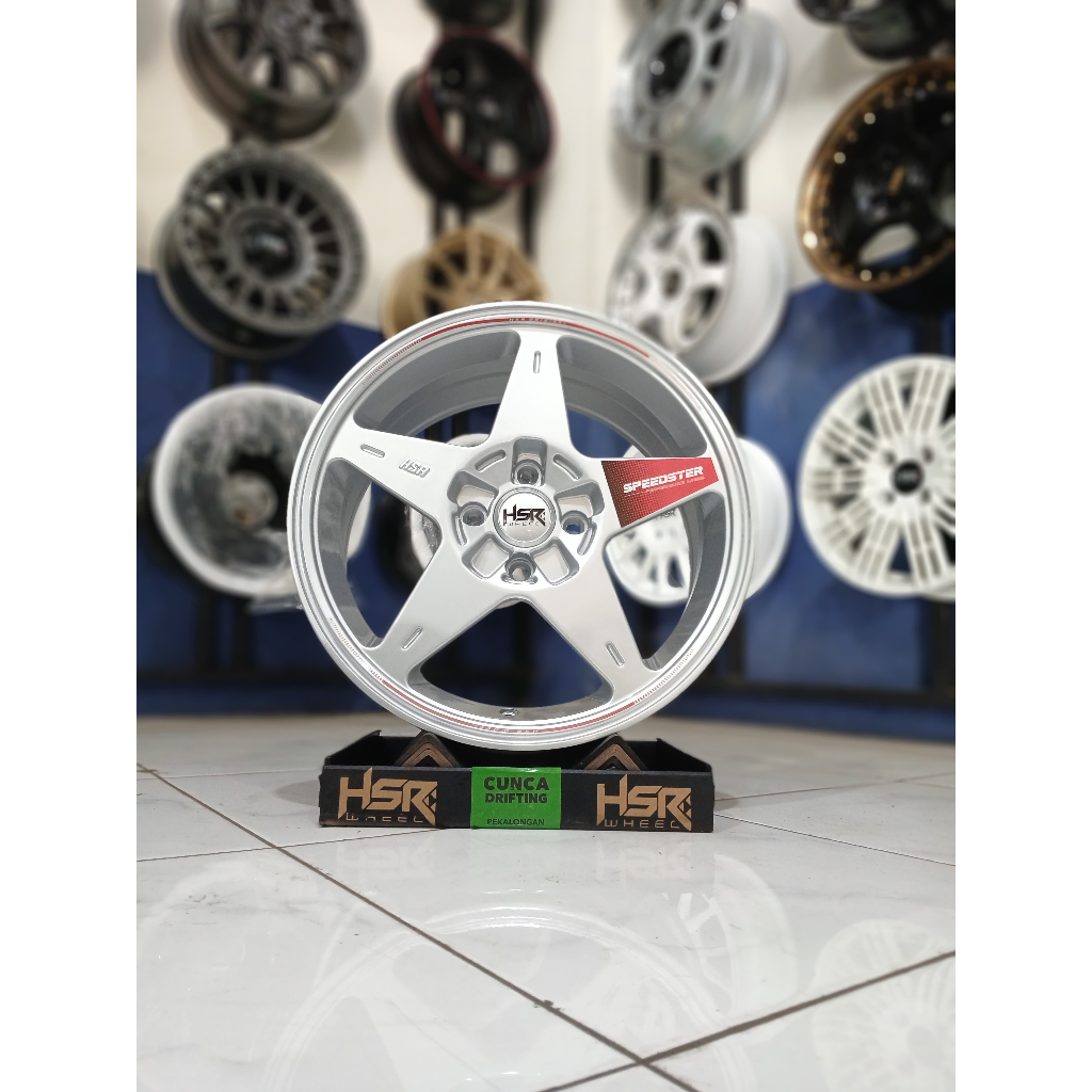 Jual Velg Racing Mobil Ring 16 Lubang Baut 4X100 lebar 7 et 24 silver Pelek Original HSR Wheel ...