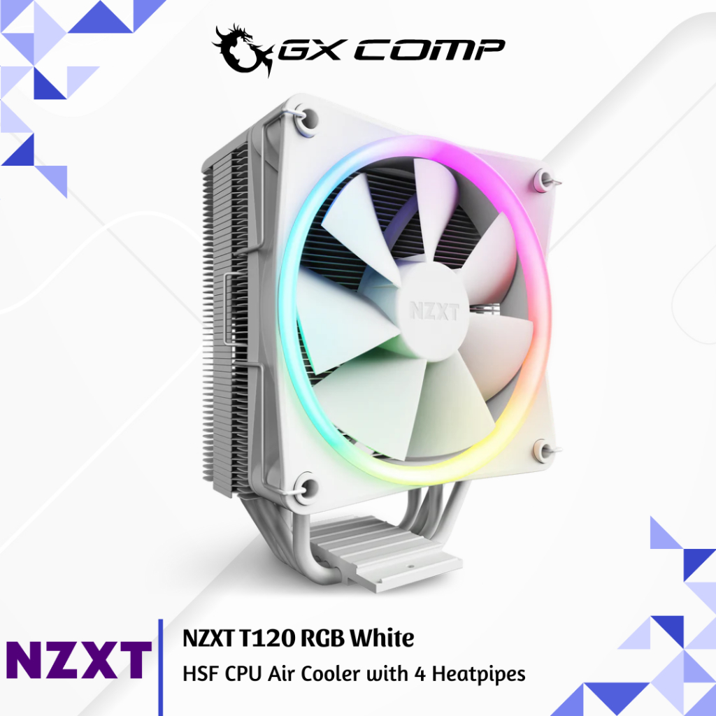 Jual NZXT T120 RGB White HSF CPU Cooler with 4 Heatpipes | Shopee Indonesia