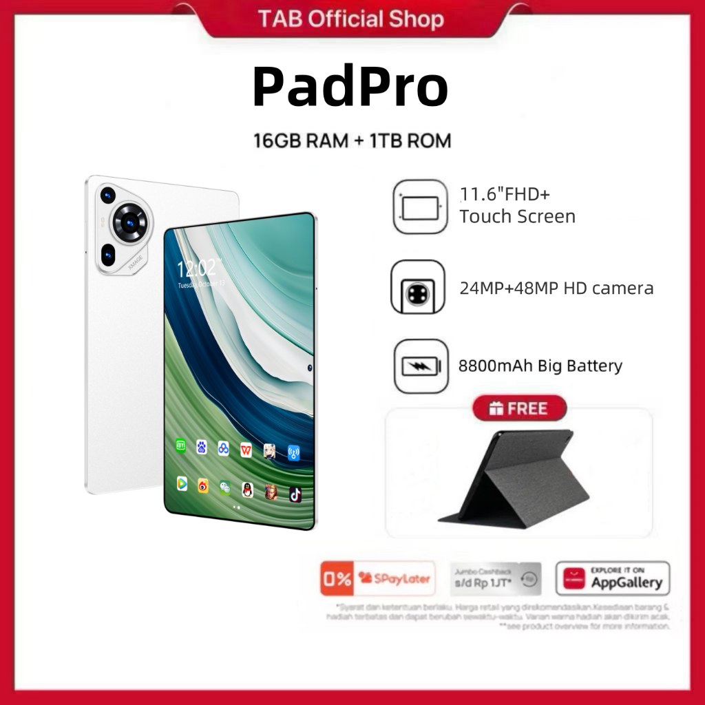 Jual Tablet Pad Pro RAM16GB+1024GB 11.6in Android13 Tablet Murah Layar ...